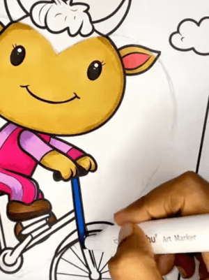 Adorable Goat Riding Bicycle Summer Coloring Page - Mindset Flow