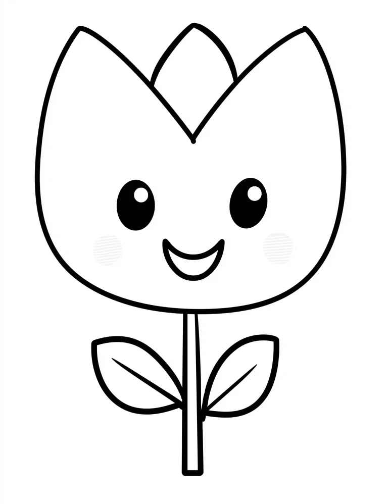 Adorable Smiling Tulip Flower Coloring Page - Mindset Flow