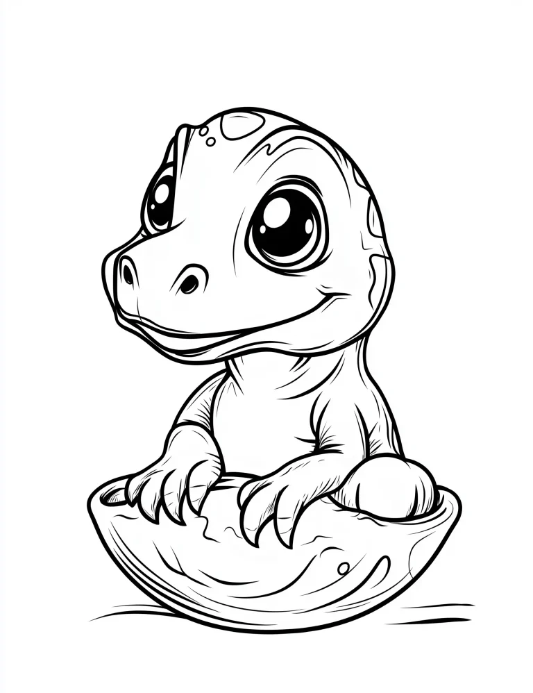 Baby T-Rex Dinosaur Hatching from Egg Coloring Page - Mindset Flow