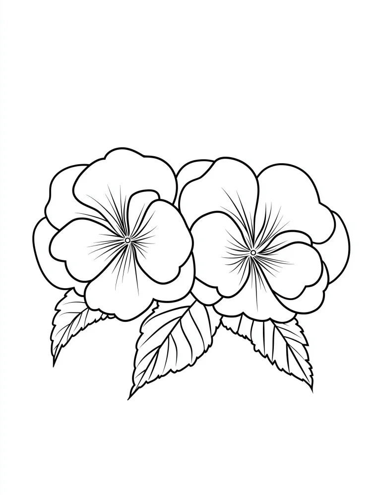 Blooming Pansies Flower Cluster Coloring Page - Mindset Flow