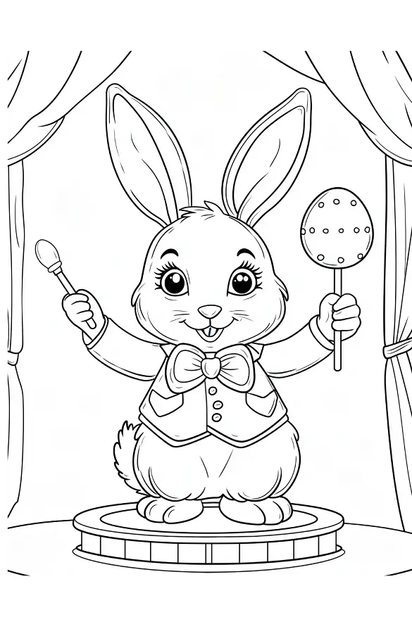 coloring pages magician with bunny