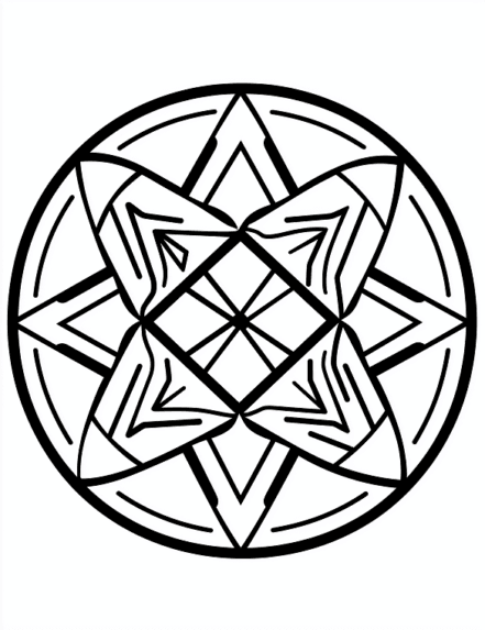 Geometric Star Mandala Circular Symmetrical Pattern Coloring Page ...