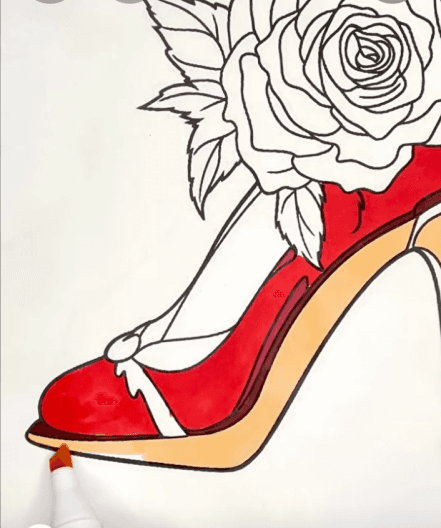 High Heel Shoe With Rose Adult Flower Coloring Page - Mindset Flow