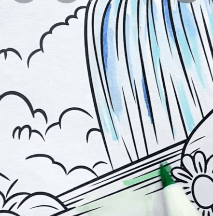 Serene Waterfall And Sunlight Summer Solstice Coloring Page - Mindset Flow