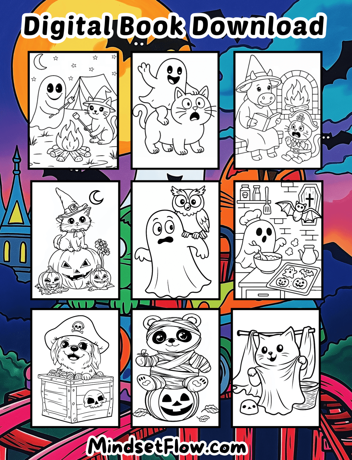 Spooky Hugs Halloween Coloring Book Digital Version - Mindset Flow