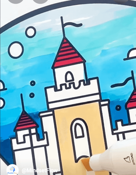 Underwater Castle With Fish Adult Coloring Page - Mindset Flow
