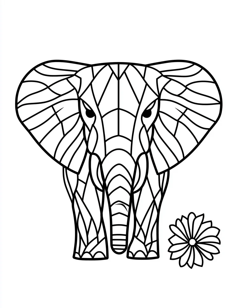 Zentangle Elephant with Flower Coloring Page - Mindset Flow